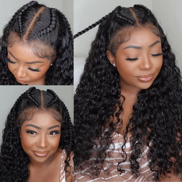 Pre Braid with Pre Baby Hair 10x6 Parting Max Pre Cut Transparent Lace ...