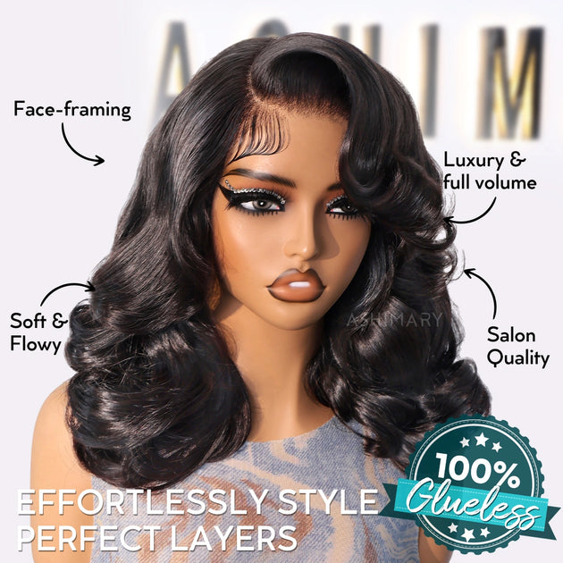 Pre-Styled Right Side Part Body Wave Short Bob Wig Transparent Lace Hu ...