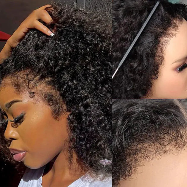 4C Hairline Wigs - Kinky Curly 4x4 & 4x6 Lace Closure with Realistic H ...