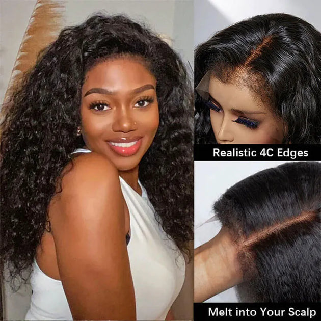 4C Hairline Wigs - Water Wave 4x4 & 4x6 Lace Closure with Realistic Ha ...