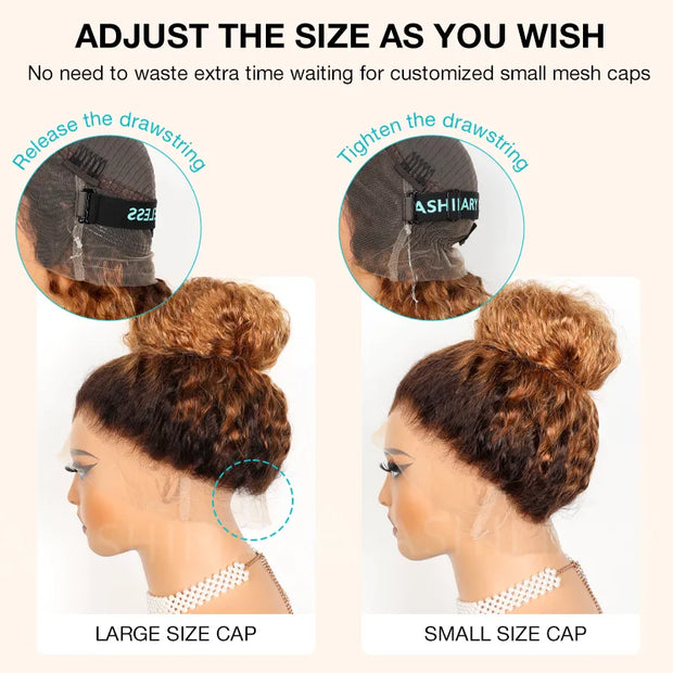 Water Wave Invisi Strap 360 Skin Lace Frontal Ombre Honey Blonde Wig W ...