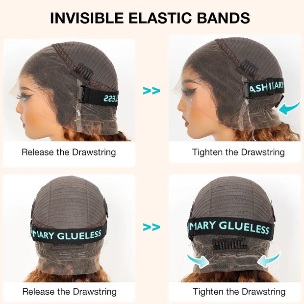 Water Wave Invisi Strap 360 Skin Lace Frontal Ombre Honey Blonde Wig W ...