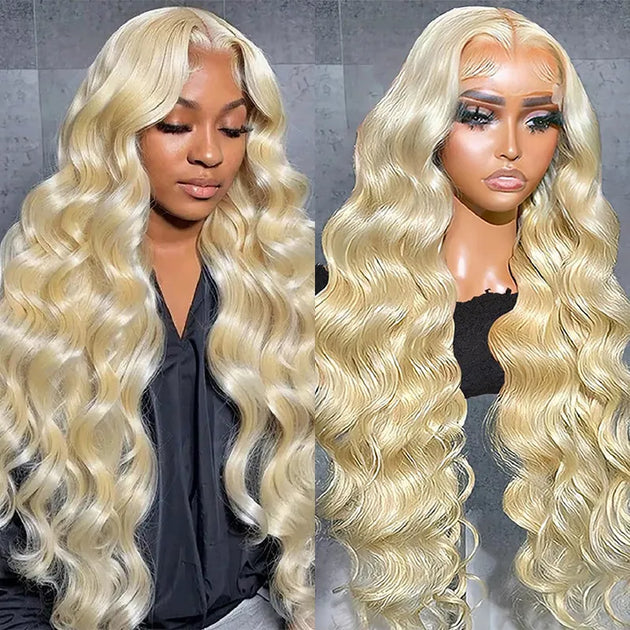 613 Blonde Glueless 4x4 5x5 6x6 Body Wave Lace Wigs 180% 250% Density ...