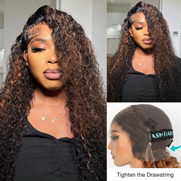 Ashimary 360 Skin Lace 360 Drawstring Deep Wave Dark Highlight Glueless ...