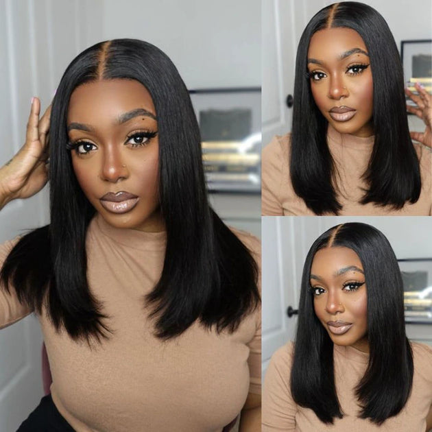 Butterfly Cut Straight Pre Layered 5x5 Lace Closure Bob Wig Human Hair ...