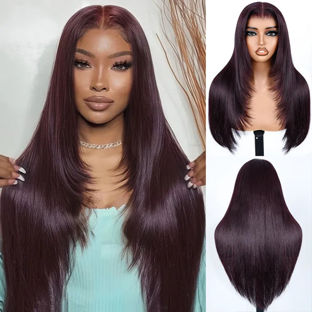 Upgrade Dark Plum Color 360 Skin Lace Invisi Drawstring Wig – ashimaryhair