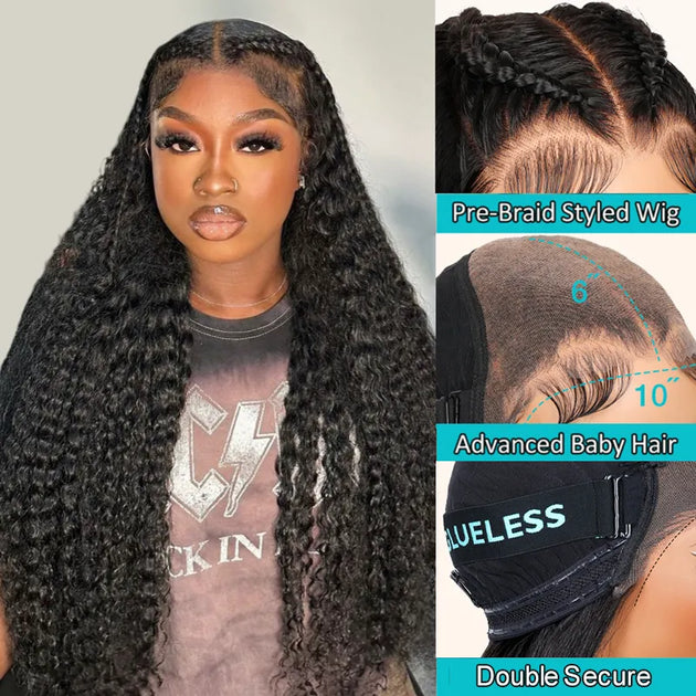 Pre Braid with Pre Baby Hair 10x6 Parting Max Pre Cut Transparent Lace ...