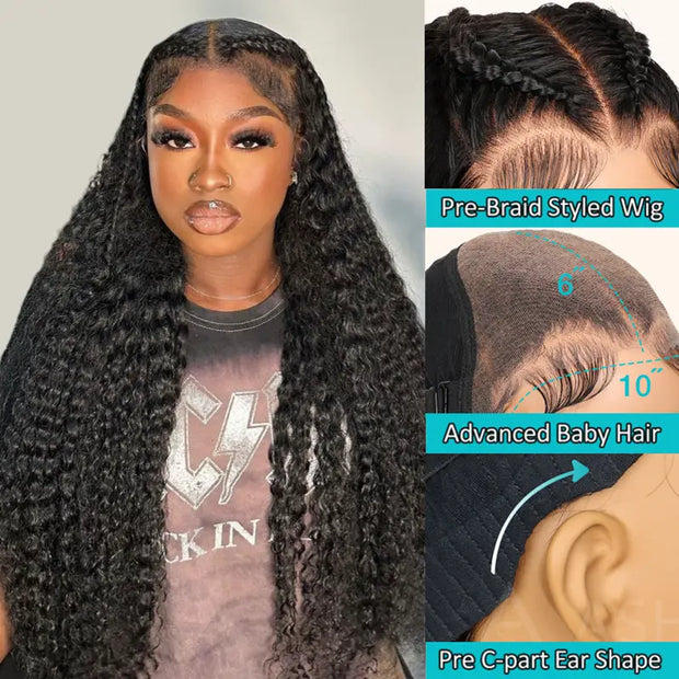 Pre Braid with Pre Baby Hair 10x6 Parting Max Pre Cut Transparent Lace ...