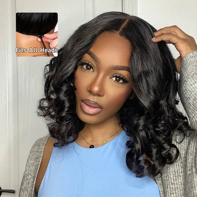 Glueless Body Wave Bob V Part Wig Beginner Friendly Natural Scalp Thick ...