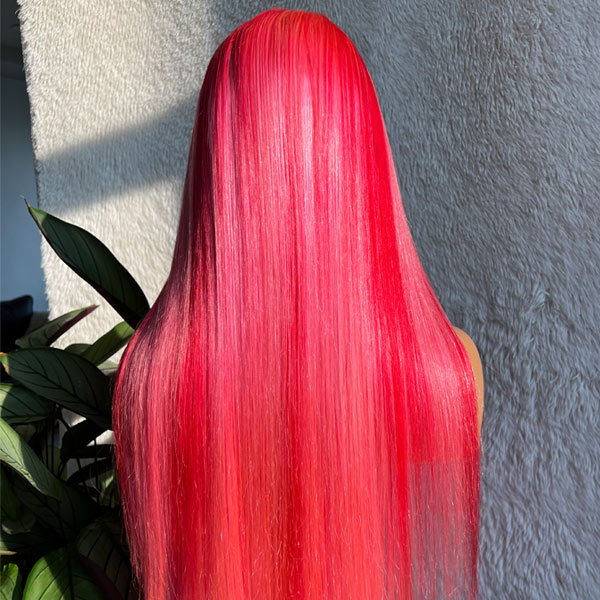Pink Highlight Straight Hair 13x4 Lace Frontal Wigs Human Hair ...