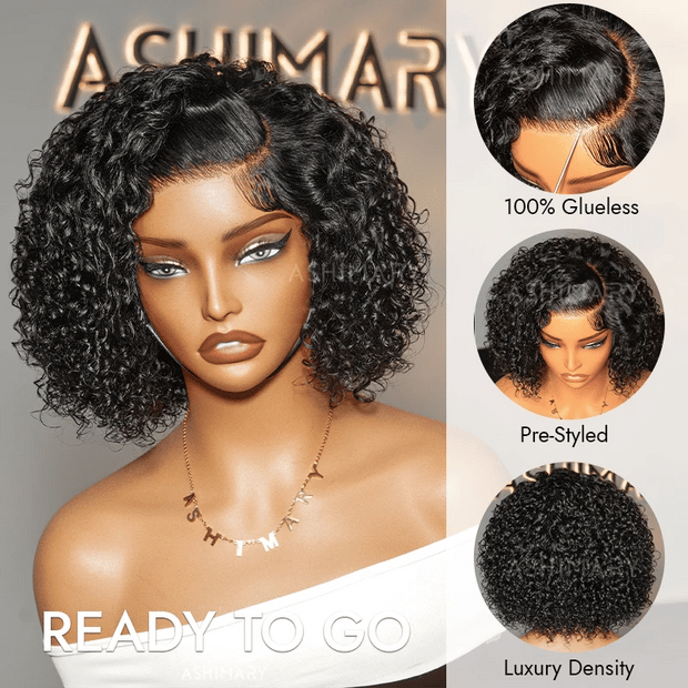 Trendy Short Curly Wig | 4x4 Lace Glueless | Side Part Knotless Pre ...