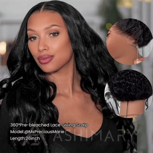 360 Body Wave Glueless Lace Wig with Invisi Drawstring – ashimaryhair