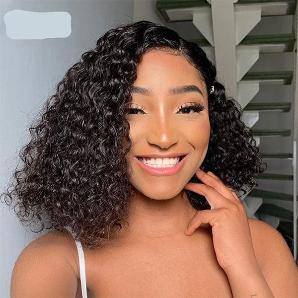 Bohemian Curly Wear And Go Water Wave HD Transparent Lace Closure Bob ...