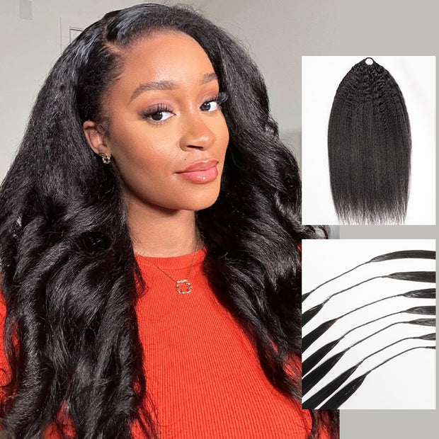 Kinky Straight Crochet Hair Natural Black Machine Made Feather Crochet ...