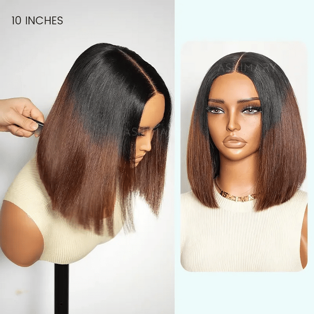 Razor Sharp Sleek Bob Wig 2x6 Lace Glueless Double Drawn Human Hair ...