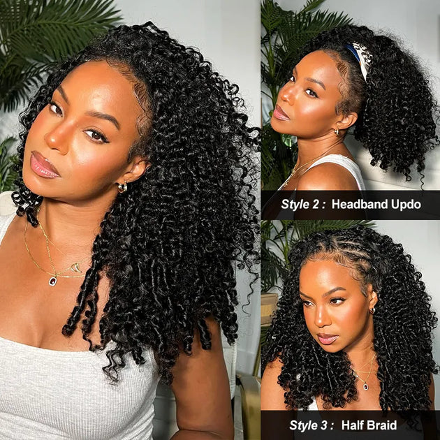 3 In 1 Half Wig Burmese Curly Glueless Install Half Wig With Adjustabl ...
