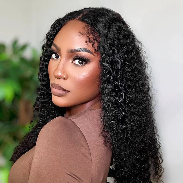 4C Natural Edges Curly Hair 13x4/13X6 Transparent HD Lace Front Wigs ...