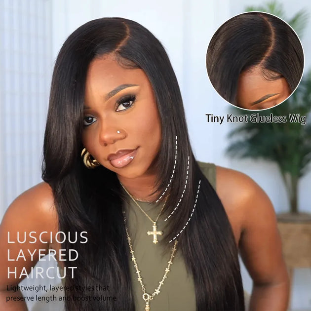 Light Yaki Straight Wig | 7x5 Closure Lace | Pre-Cut & Glueless Human ...