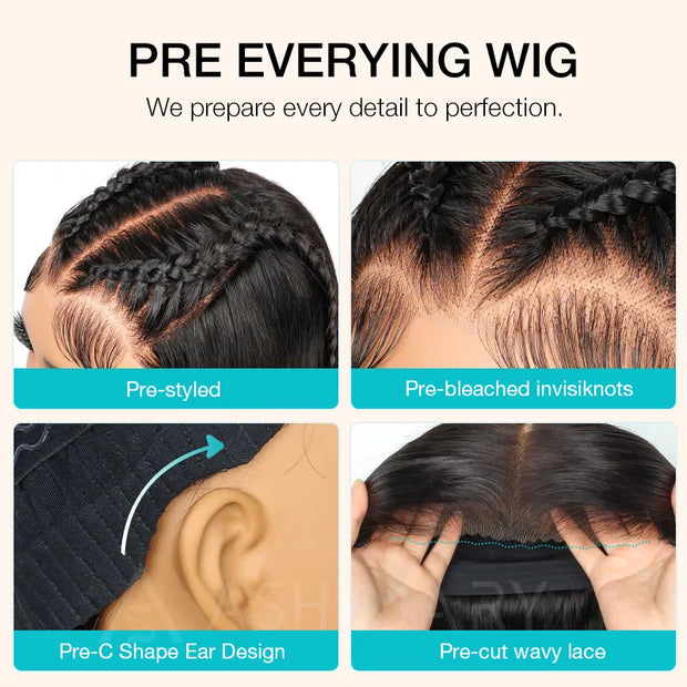 Pre Braid with Pre Baby Hair 10x6 Parting Max Pre Cut Transparent Lace ...