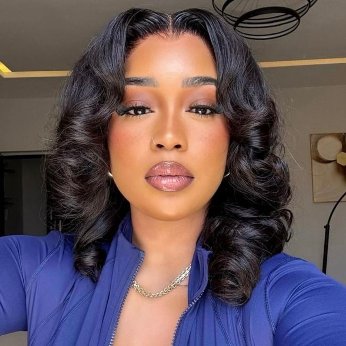 Face Framing Layers Cut Shoulder Length 4x4 Lace Frontal Bob Wig Salon ...