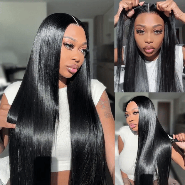 Straight Hair Ready To Wear Pre Cut HD Transparent Lace Closure Wig ...