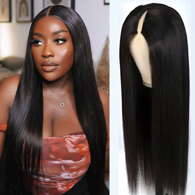 V Part Wig - Glueless Convenience with Luxurious Human Hair Waves ...