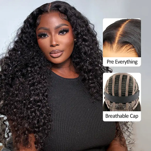 Air Wig|Upgrade 13x4 Pre Cut Lace Wear Go Glueless Deep Wave Wig with ...
