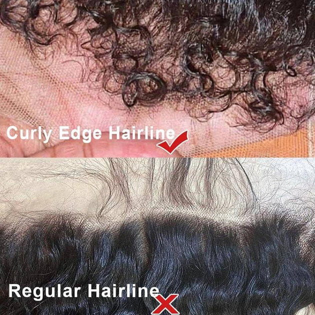 4C Natural Edges Curly Hair 13x4/13X6 Transparent HD Lace Front Wigs ...