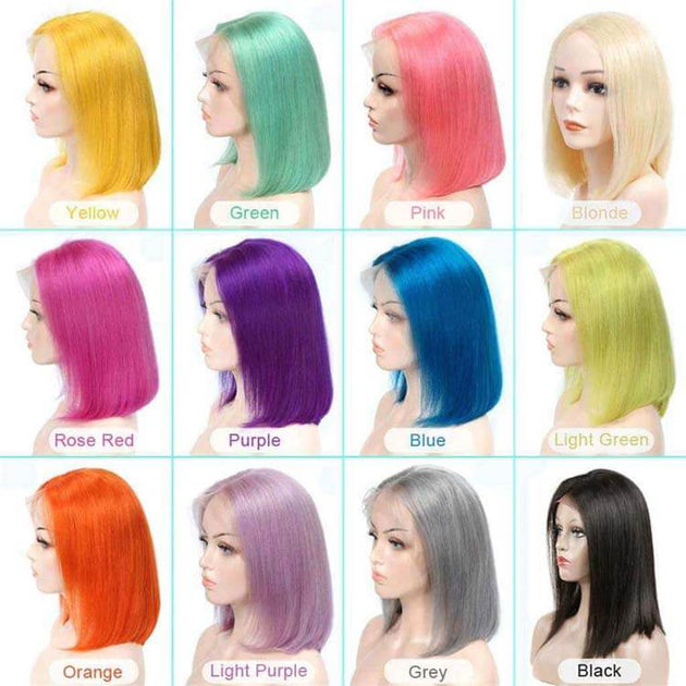 Colored Bob Short Blonde Bob Wig Human Hair Lace Front Wigs ...