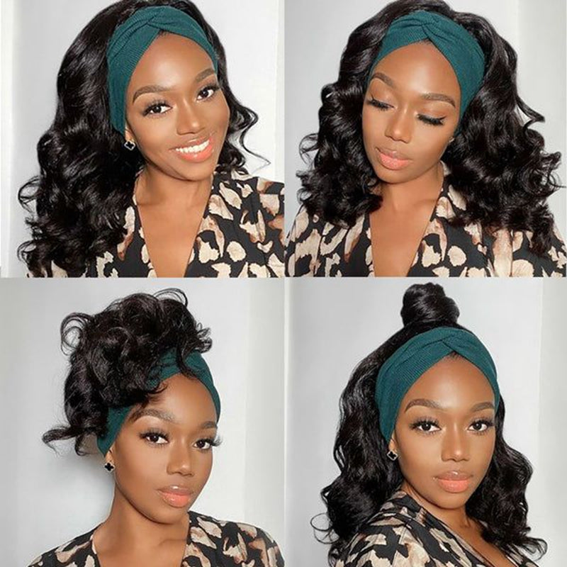 Body Wave Headband Wigs Human Hair 180% Density Glueless Wigs ...