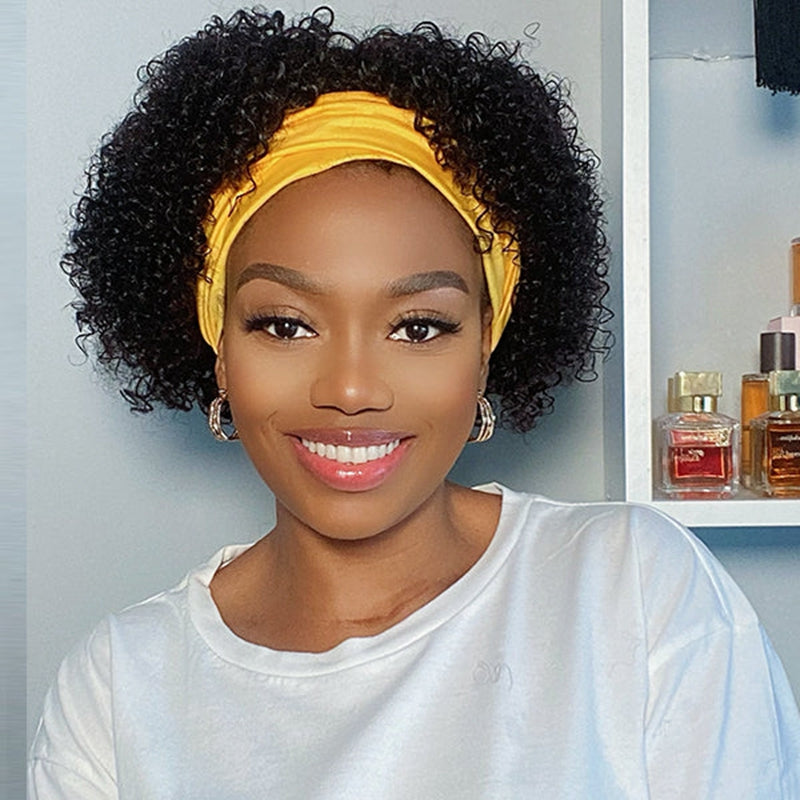 Jerry Curly Headband Bob Wig 100% Human Hair – ashimaryhair
