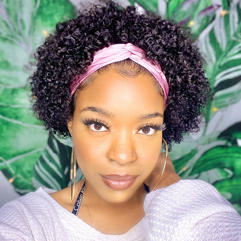 Jerry Curly Headband Bob Wig 100% Human Hair – ashimaryhair
