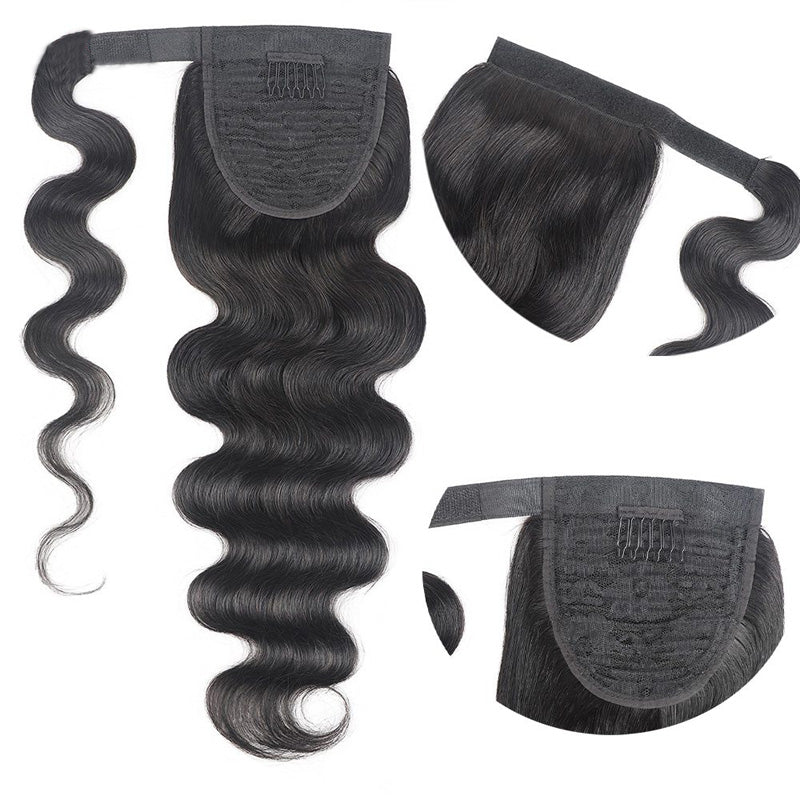 Long Ponytail Body Wave Human Hair Extensions With Clip – ashimaryhair