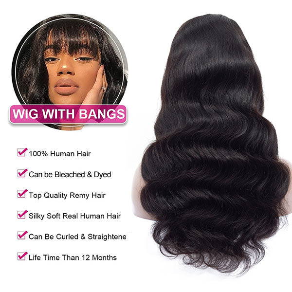 Throw-On-Go Body Wave Affordable Wig with Bangs – ashimaryhair
