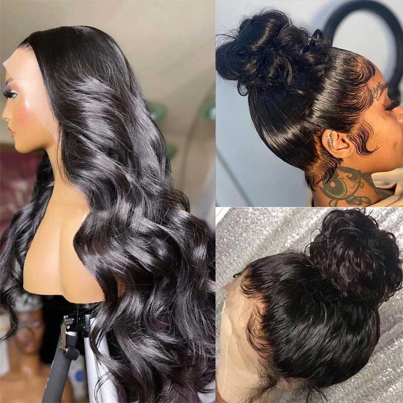 Clear HD Lace Transparent 360 Lace Wig Body Wave Human Hair Pre Plucked ...