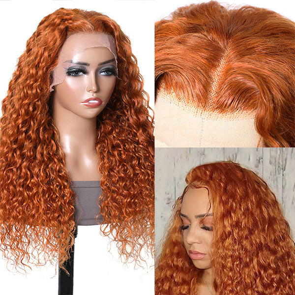 Water Wave Ginger Color Lace Wig 13x4/13x6 Lace frontal Wigs 180% 250% ...