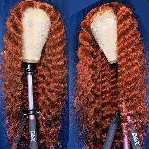 Ginger Color Loose Deep Wave 13x4 13x6 Lace Wigs 180% 250% Density Thi ...